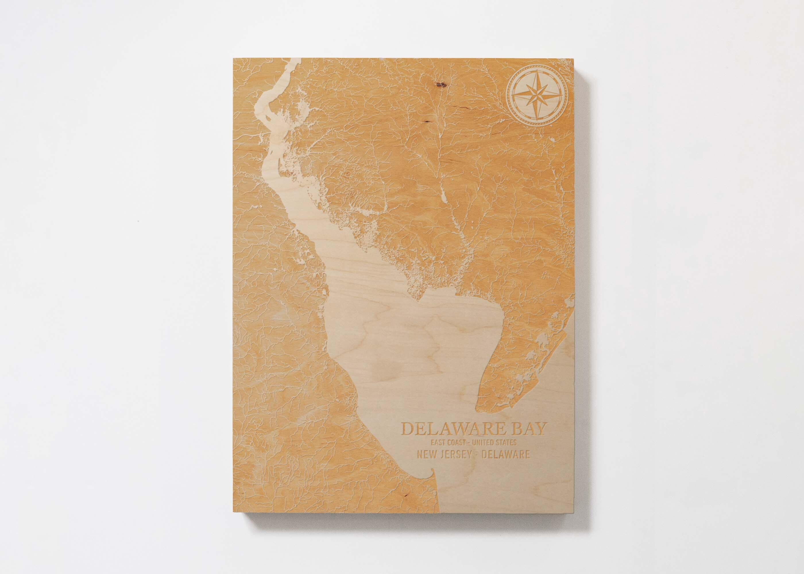 Delaware Bay New Jersey Map Engraved Wood Coastal Chart - Etsy