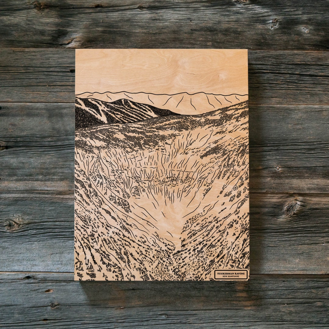 Tuckerman Ravine New Hampshire Ski Trail Map | Engraved Wood Wall Art ...