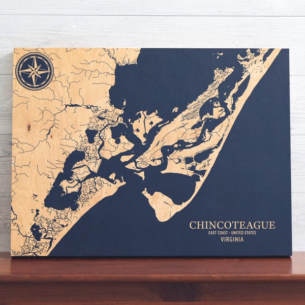 Chincoteague Wood Map - Etsy
