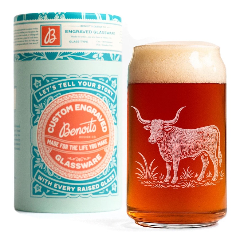 Longhorn Cattle Glasses | Laser Etched Western Barware, Ranch-inspired ...