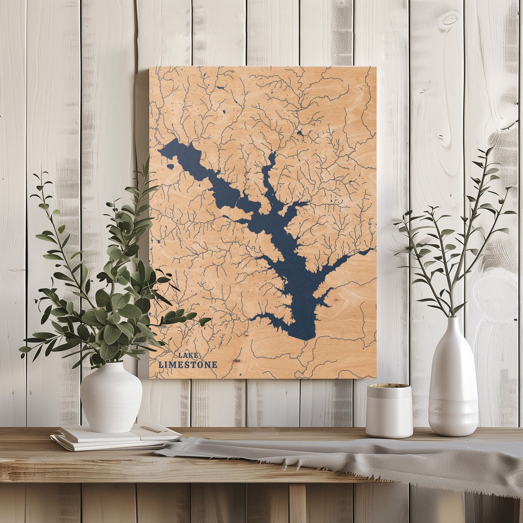Lake Limestone Texas Custom Lake Map Home Decor, Personalized Lake ...