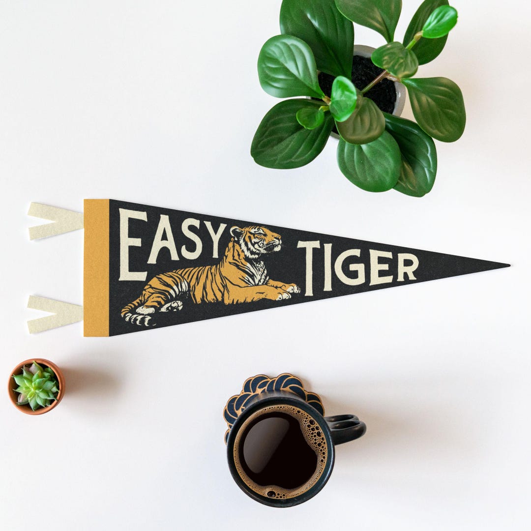 Easy Tiger Felt Pennant | Vintage Inspired Banner, Retro Fun Kids Room ...