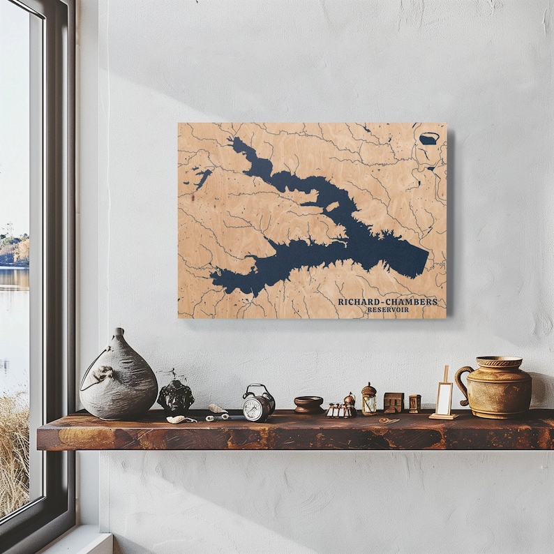 Richard Chambers Reservoir Texas : Personalized Engraved Wood Map ...