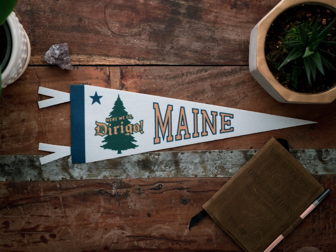 Maine Felt Pennant Old Maine Flag Poster, Dirigo Sport Banner. Vintage ...