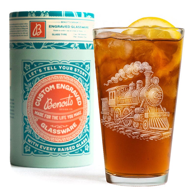 Locomotive Train Glasses | Laser Etched Vintage Engine Barware ...