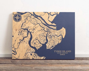 Tybee Island Map / Art Print / Coastal Georgia / Wall Decor / - Etsy