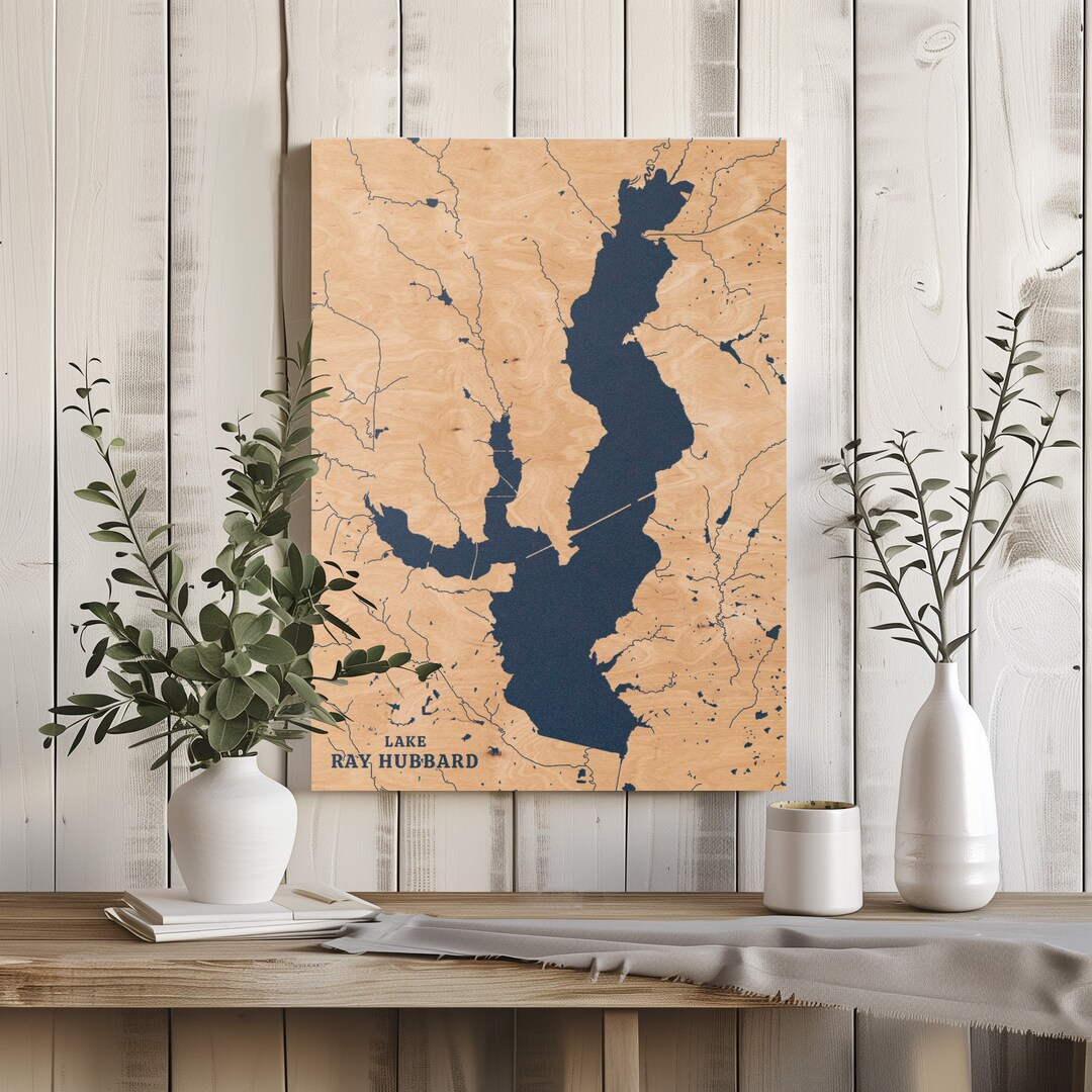 Lake Ray Hubbard Texas Custom Lake Map Home Decor, Personalized Lake ...