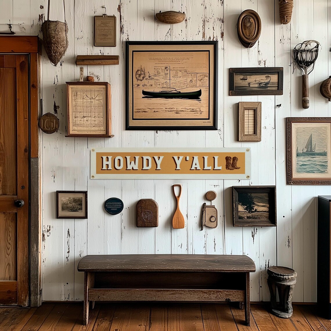 Howdy Y'all Felt Banner | Classic Vintage Style Typography Flag ...