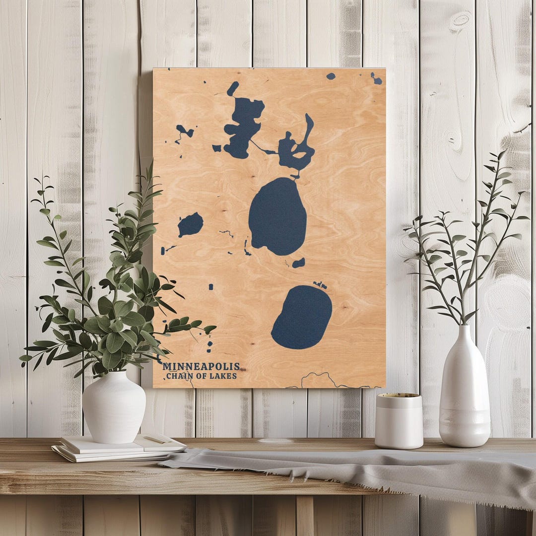 Minneapolis Chain of Lakes Minnesota : Personalized Engraved Wood Map ...