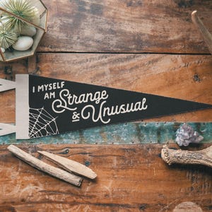 I Myself Am Strange & Unusual Felt Pennant | Spooky Season Retro Banner ...