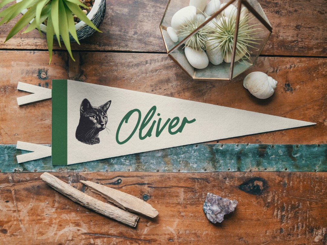 Custom Korat Cat Name Felt Pennant Personalized Bold Vintage Style ...