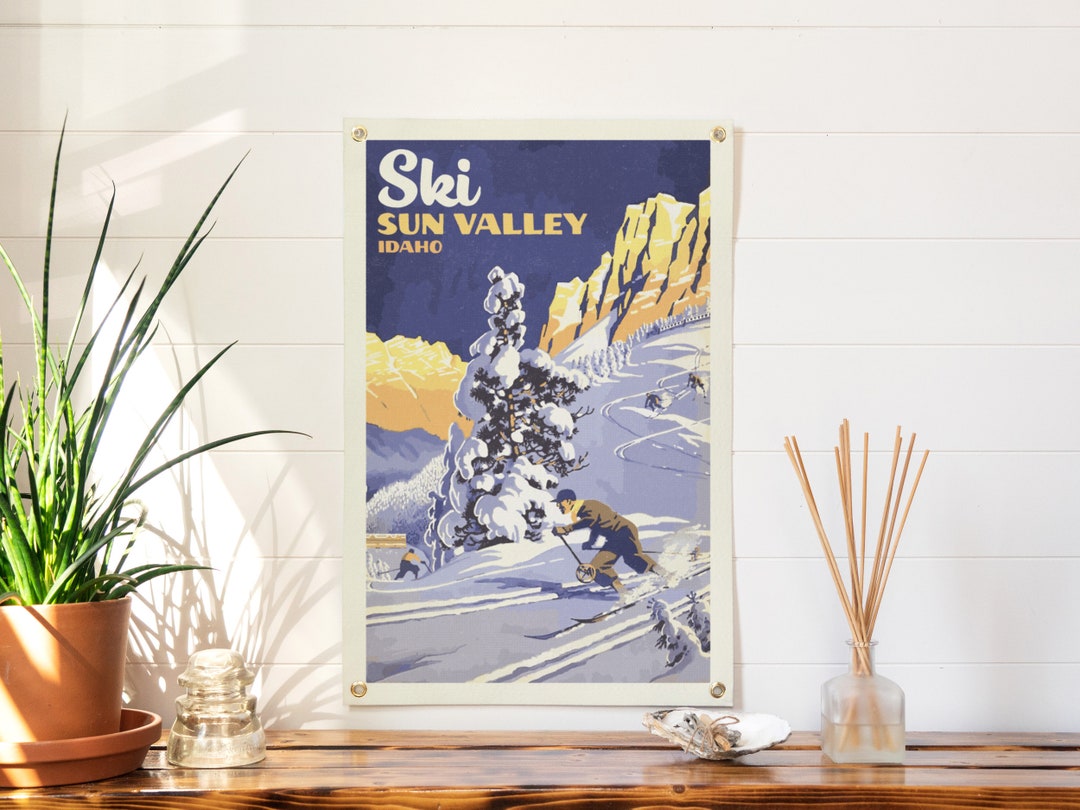Ski Sun Valley Idaho Felt Poster Banner Vintage Ski Mountain - Etsy