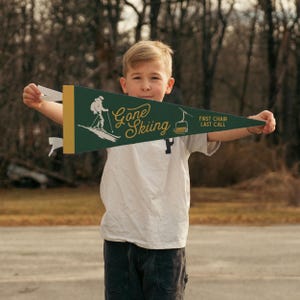 Gone Skiing Felt Pennant Vintage Outdoor Sports Banner, First Chair ...