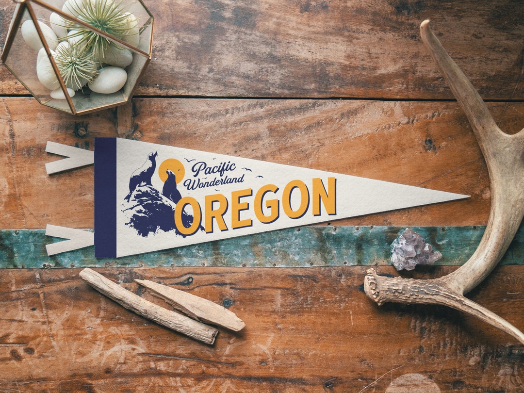 Oregon Felt Pennant | Pacific Wonderland State Banner Poster. Vintage ...