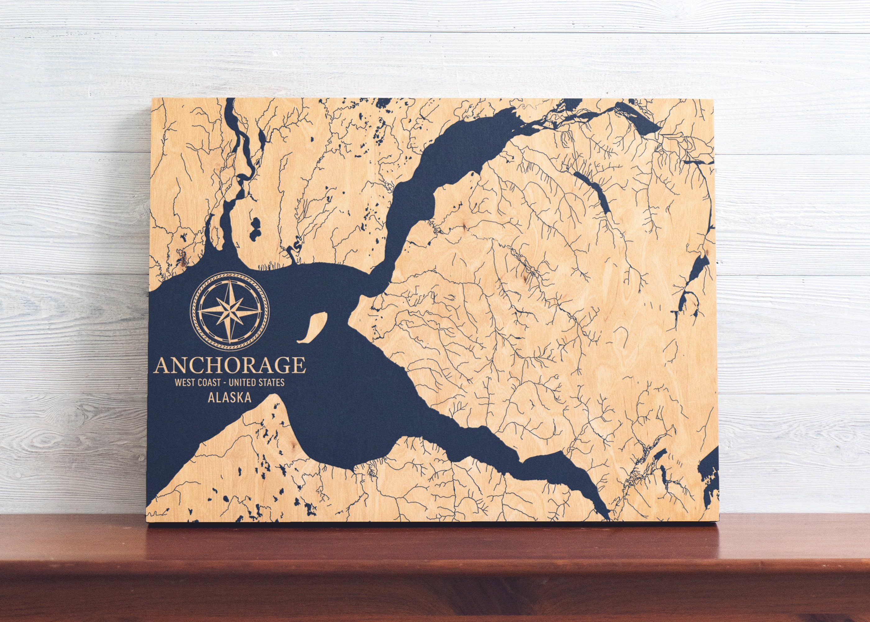 Home Décor Alaska Wood Engraved Map Wall Décor etna.com.pe