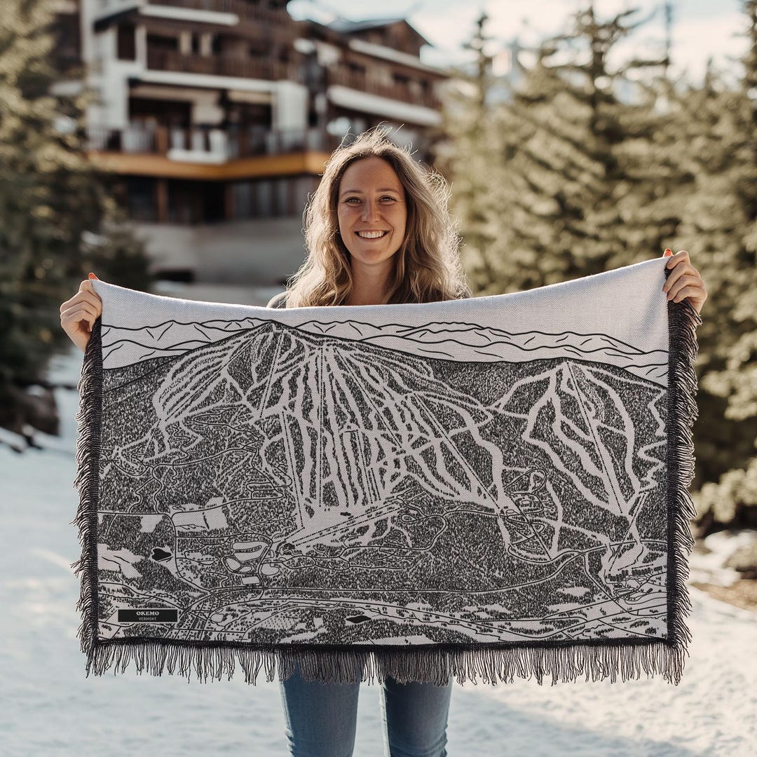 Okemo Vermont Ski Trail Map Blanket | Cozy, Soft Throw Blanket Makes a ...