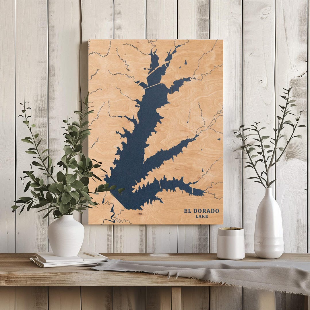 El Dorado Lake Kansas | Custom Lake Map Home Decor, Personalized Lake ...