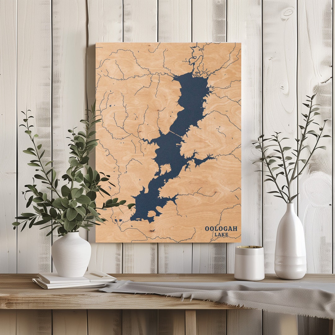 Oologah Lake Oklahoma Custom Lake Map Home Decor, Personalized Lake ...