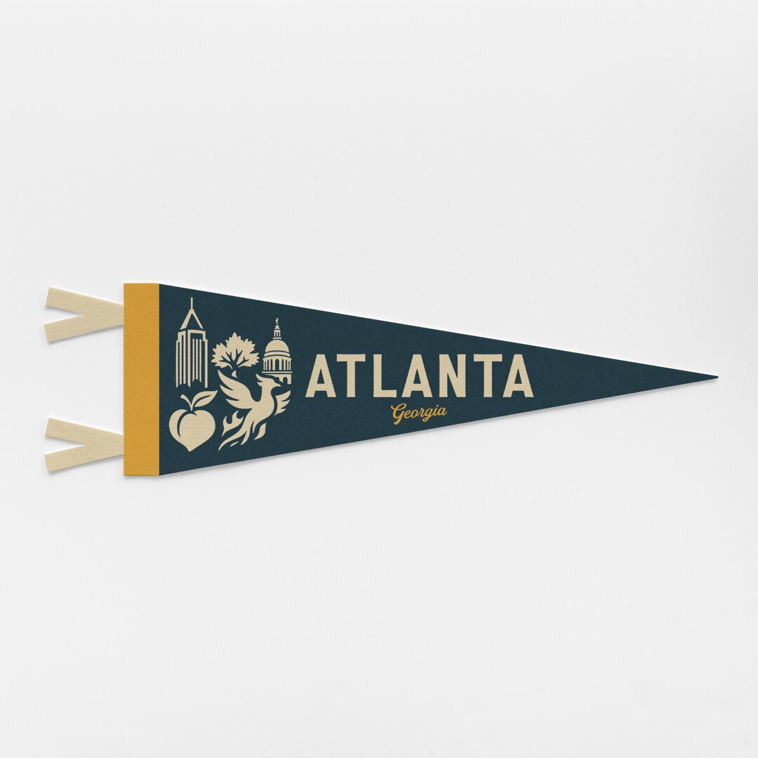 Atlanta Georgia Felt Pennant | City Banner Poster. Vintage Town & State ...