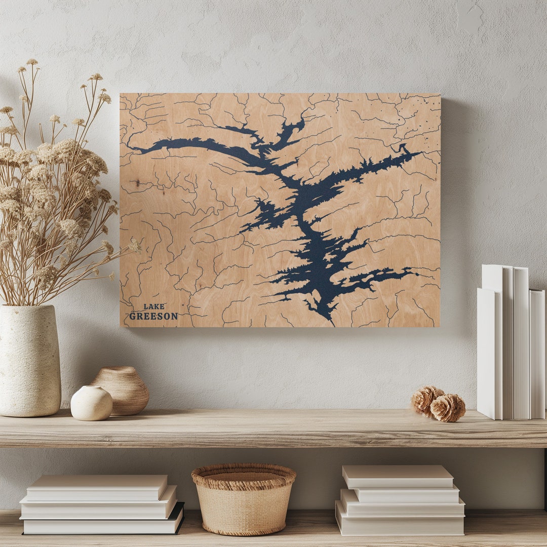 Lake Greeson Arkansas Custom Lake Map Home Decor, Personalized Lake ...