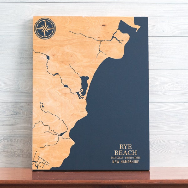 Rye Beach Map Art - Etsy