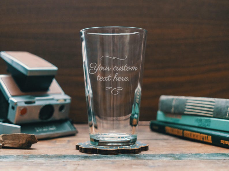 Custom Script Text Engraved Glasses | Script Font Personalized Beer ...