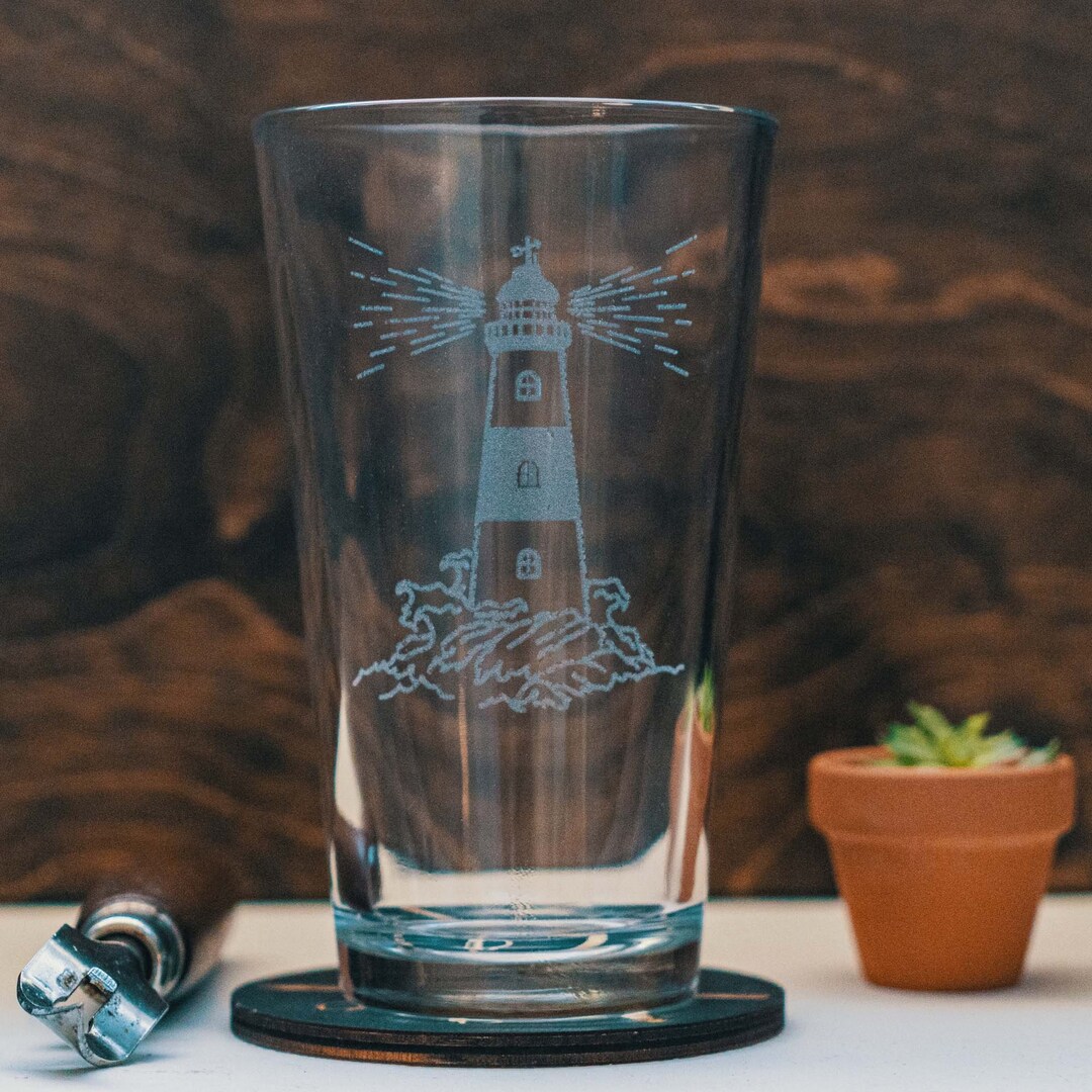 Lighthouse Pint Glasses Personalized Glassware for Beer and - Etsy