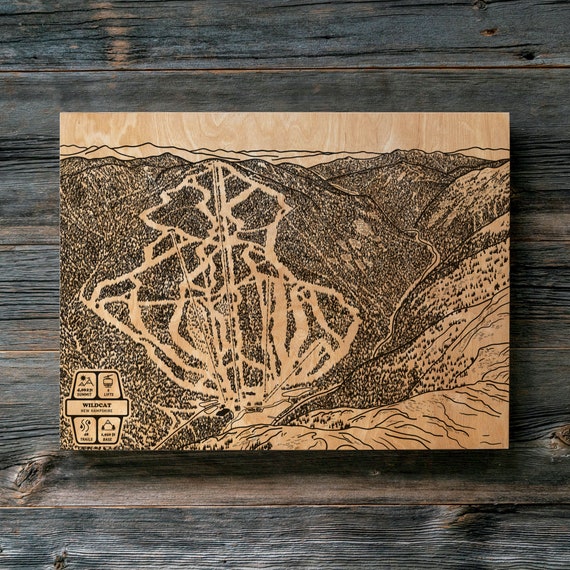 Wildcat New Hampshire Ski Trail Map Engraved Wood Wall Art - Etsy