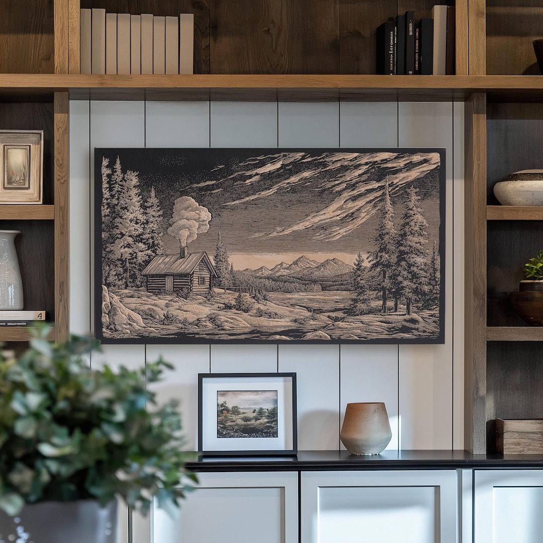 Cabin in Alaskan Wilderness Wall Art | Nature Inspired Engraved Wooden ...