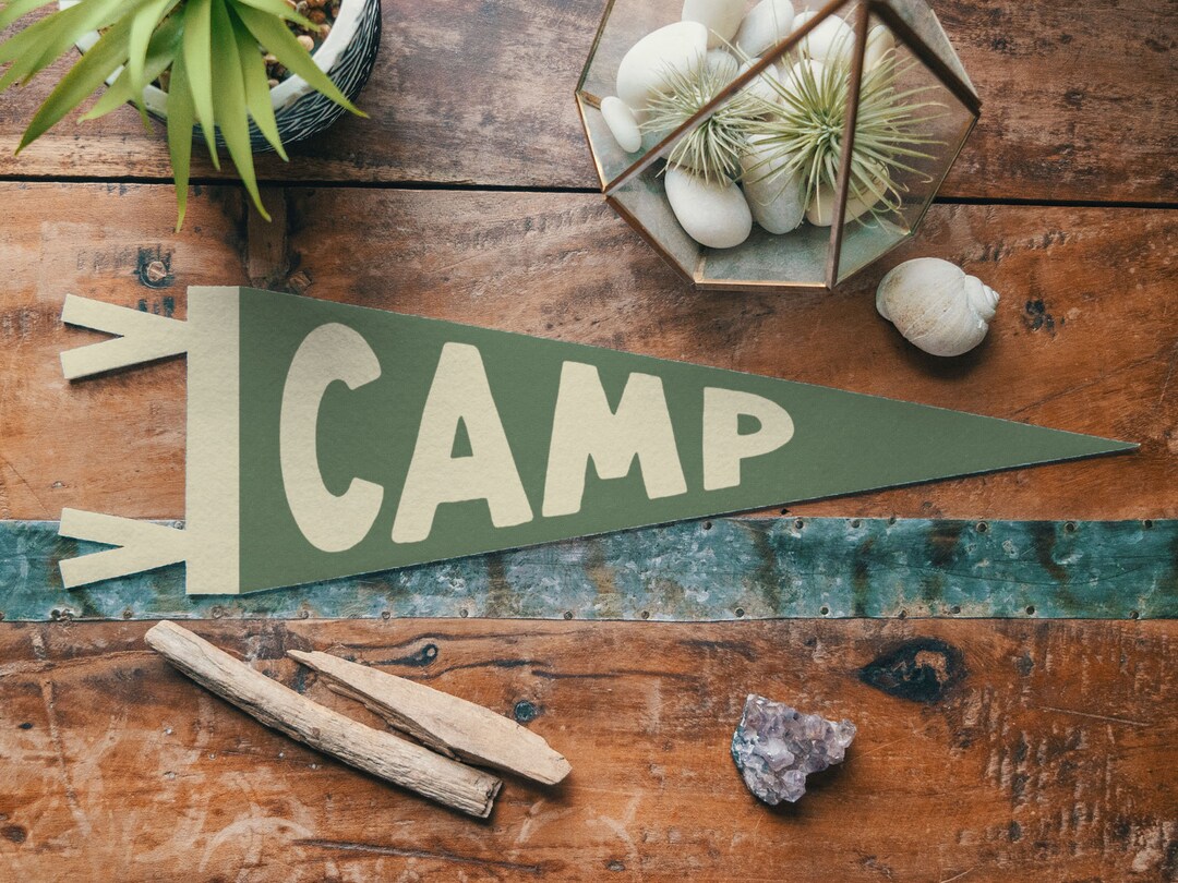 Camp Felt Pennant | Boho Vintage Aesthetic Banner, Cabin Rustic Decor ...