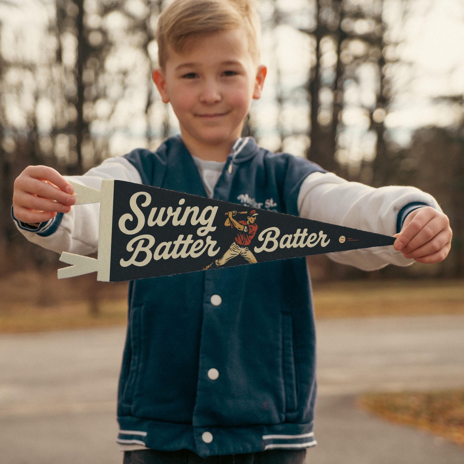 Swing Batter Batter Felt Pennant | Vintage Baseball Decor, Retro Sports ...