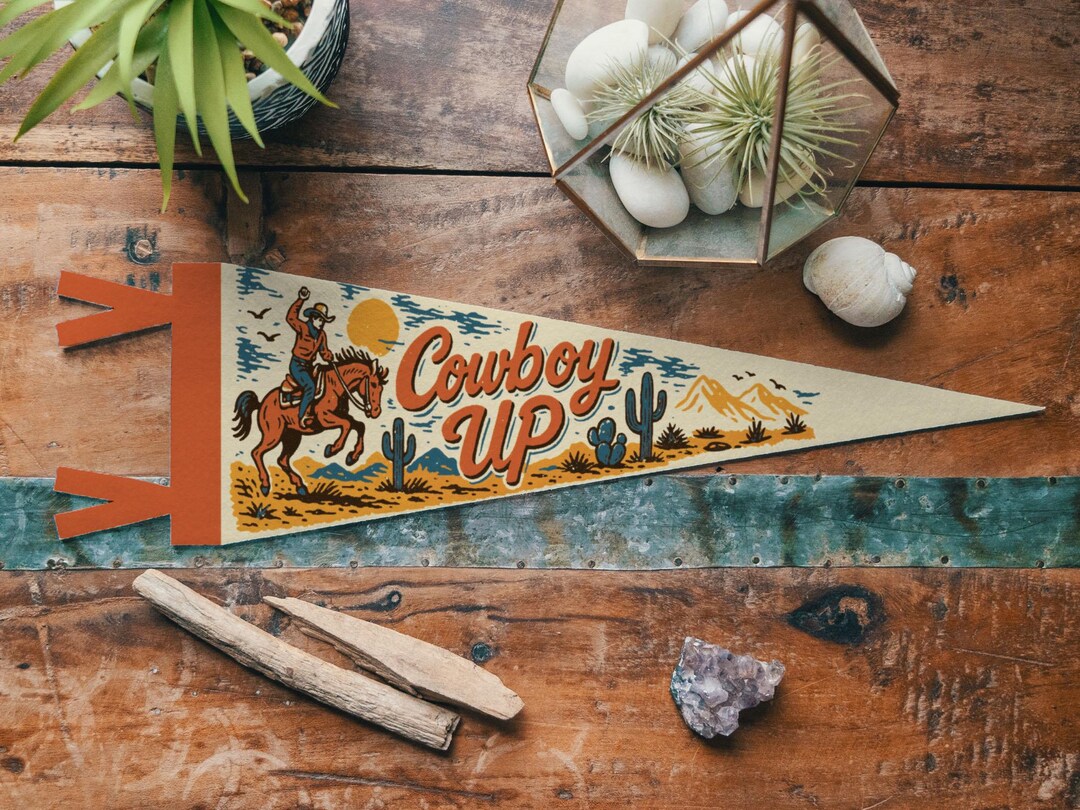 Cowboy up Felt Pennant | Western Wall Decor, Ranch Cowboy Banner ...