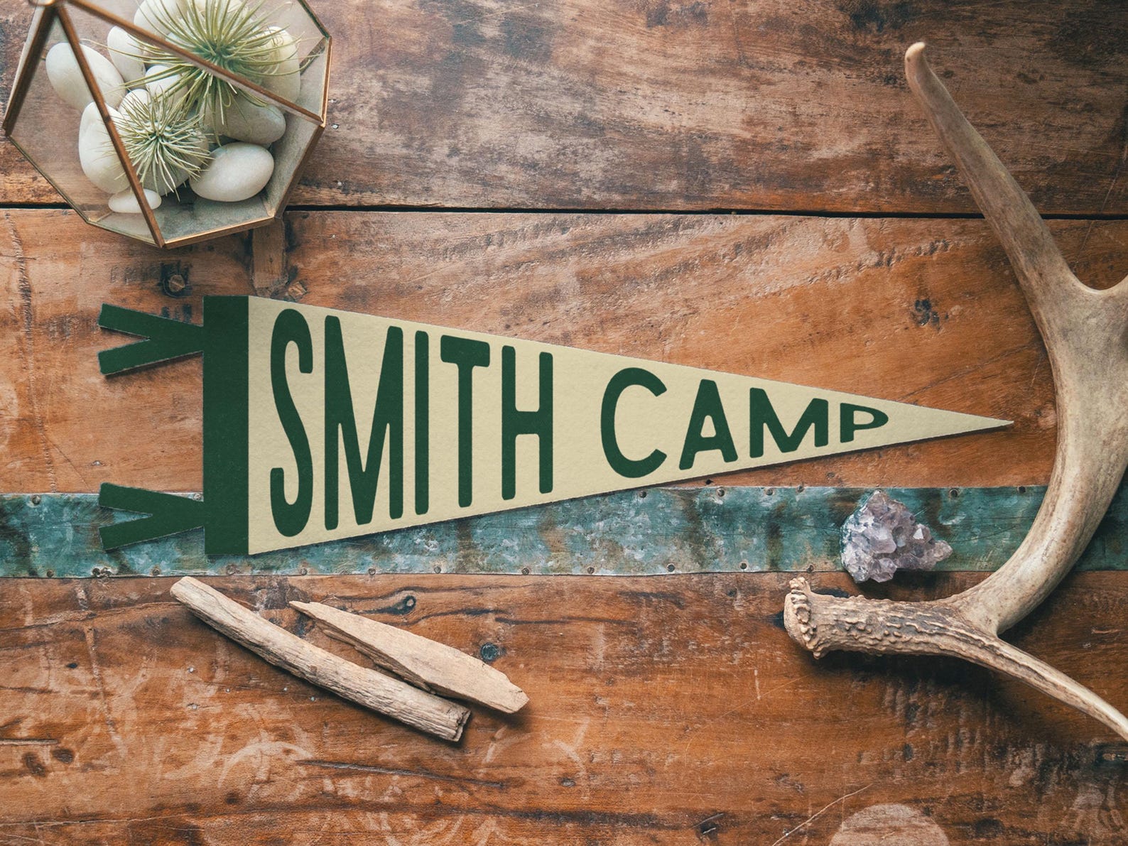 Custom Classic Camp Name Sign Felt Pennant | Personalized Bold Vintage ...
