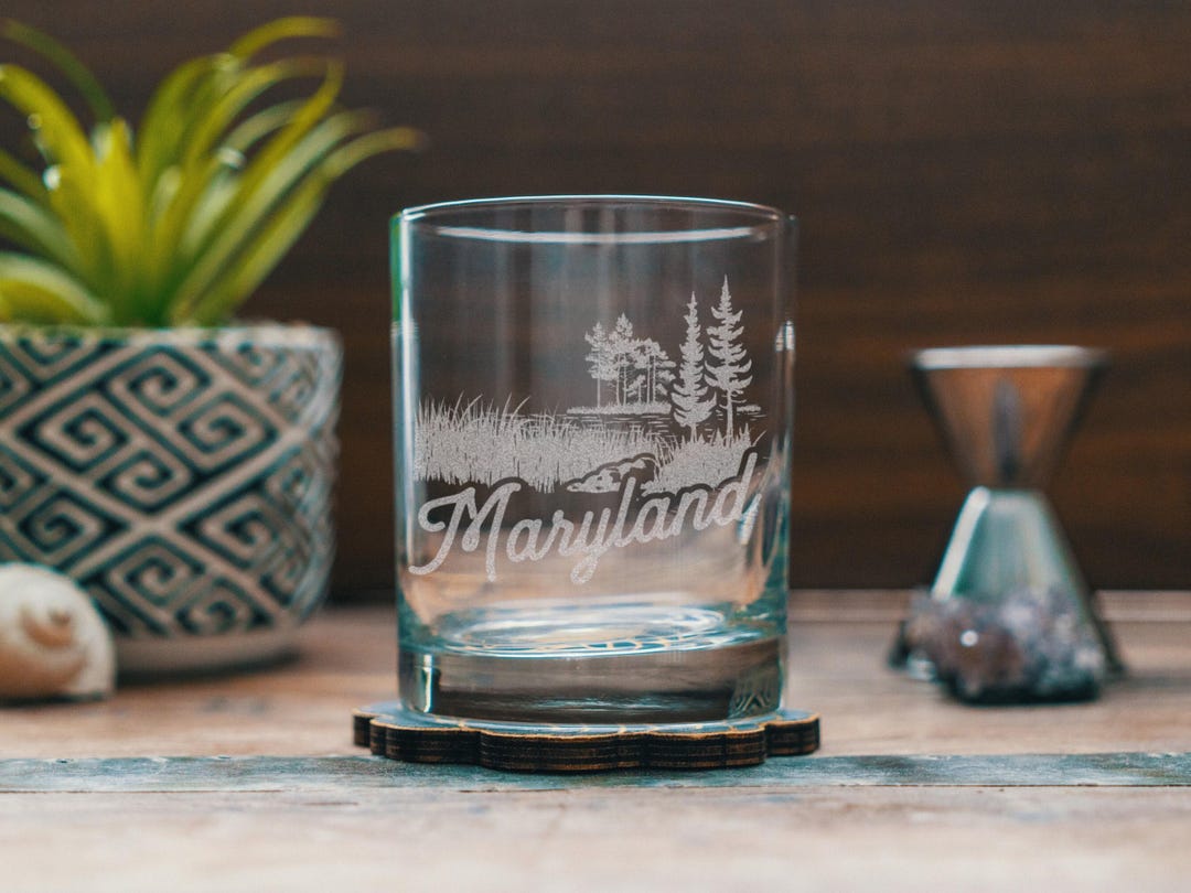 Maryland State Engraved Glasses | Personalized Landscape Etched ...