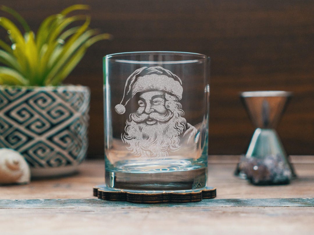 Vintage Santa Face Glasses | Personalized Etched Glassware for Beer ...
