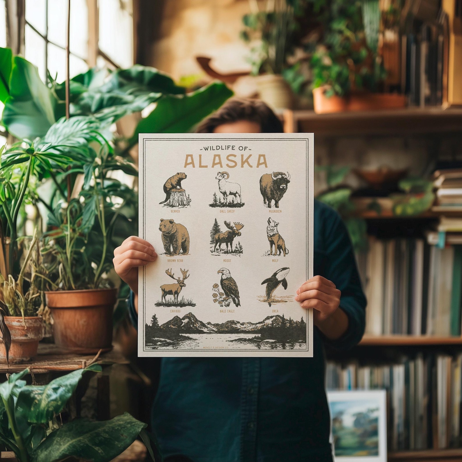 Alaska Wildlife Wall Art Print - Vintage Animal Poster Design, Archival ...