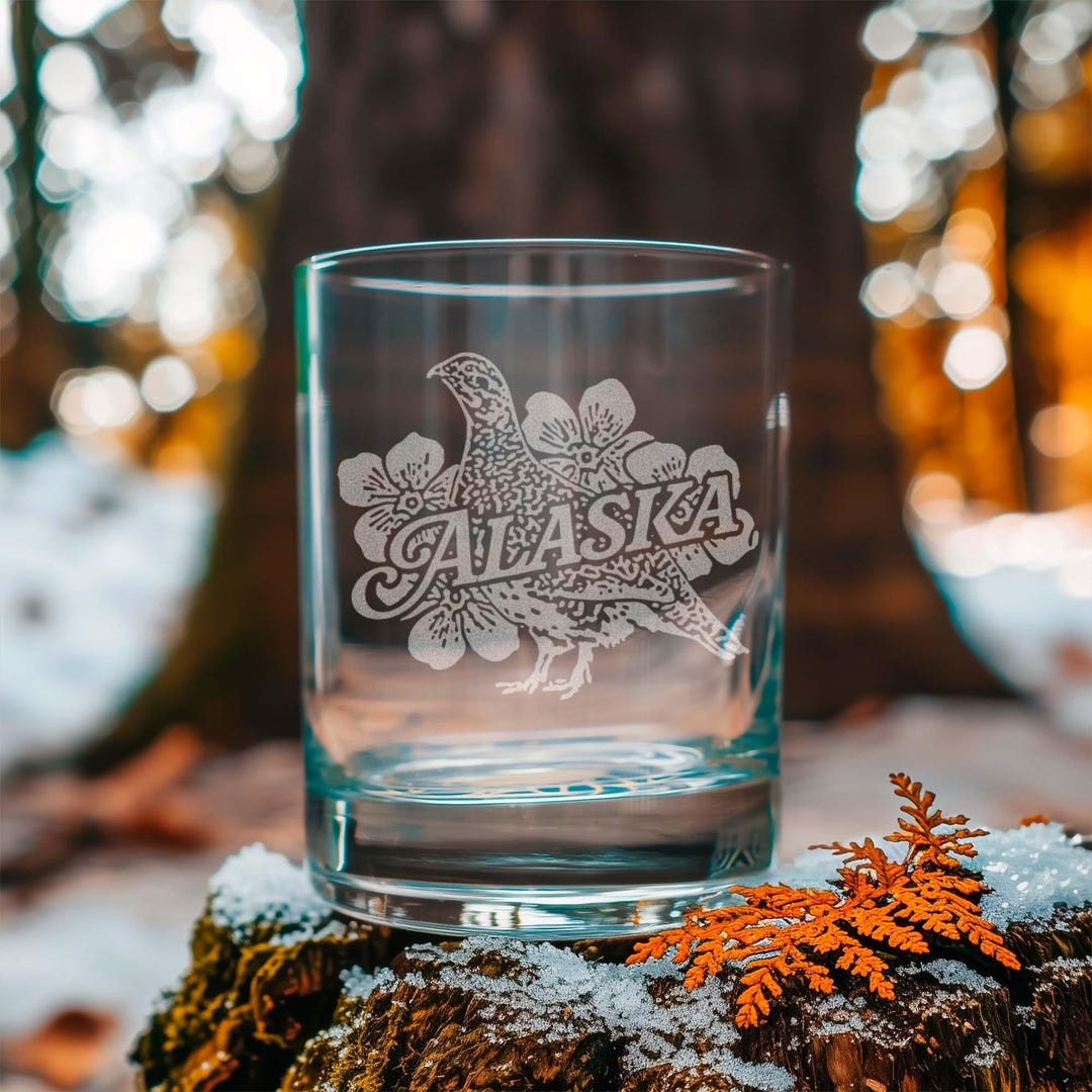 Alaska State Bird Glasses | Personalized Whiskey, Wine & Beer Etched ...