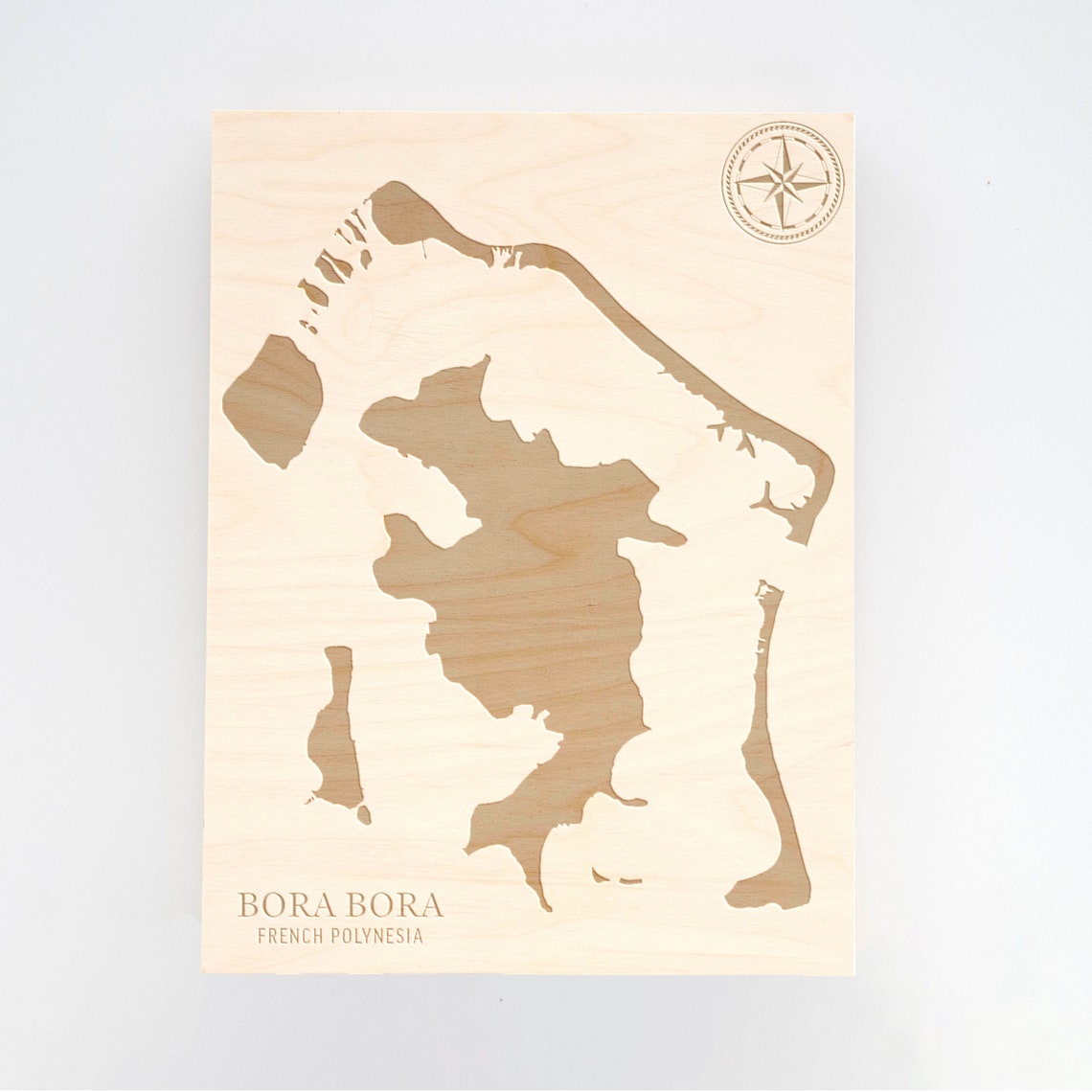 Bora Bora French Polynesia Map Engraved Wood Wall Art Map | Etsy