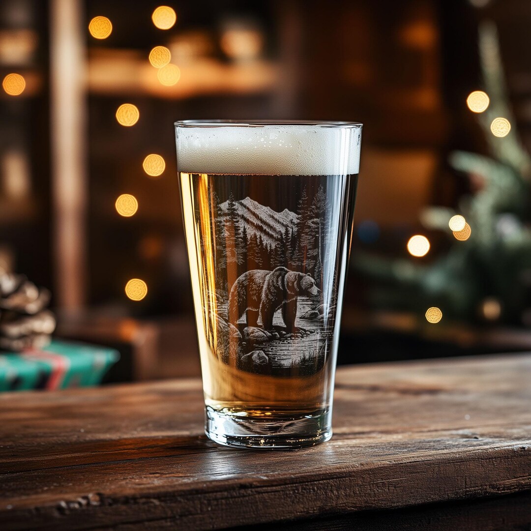 Bear Scene Glasses Personalized Engraved Glassware for Beer and ...