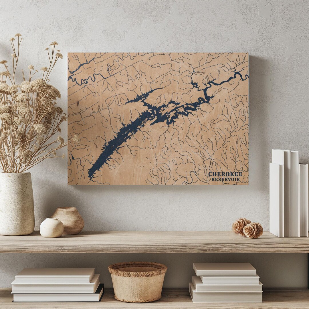 Cherokee Reservoir Tennessee | Custom Lake Map Home Decor, Personalized ...