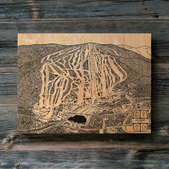 Mount Snow Vermont Ski Trail Map Engraved Wood Wall Art - Etsy