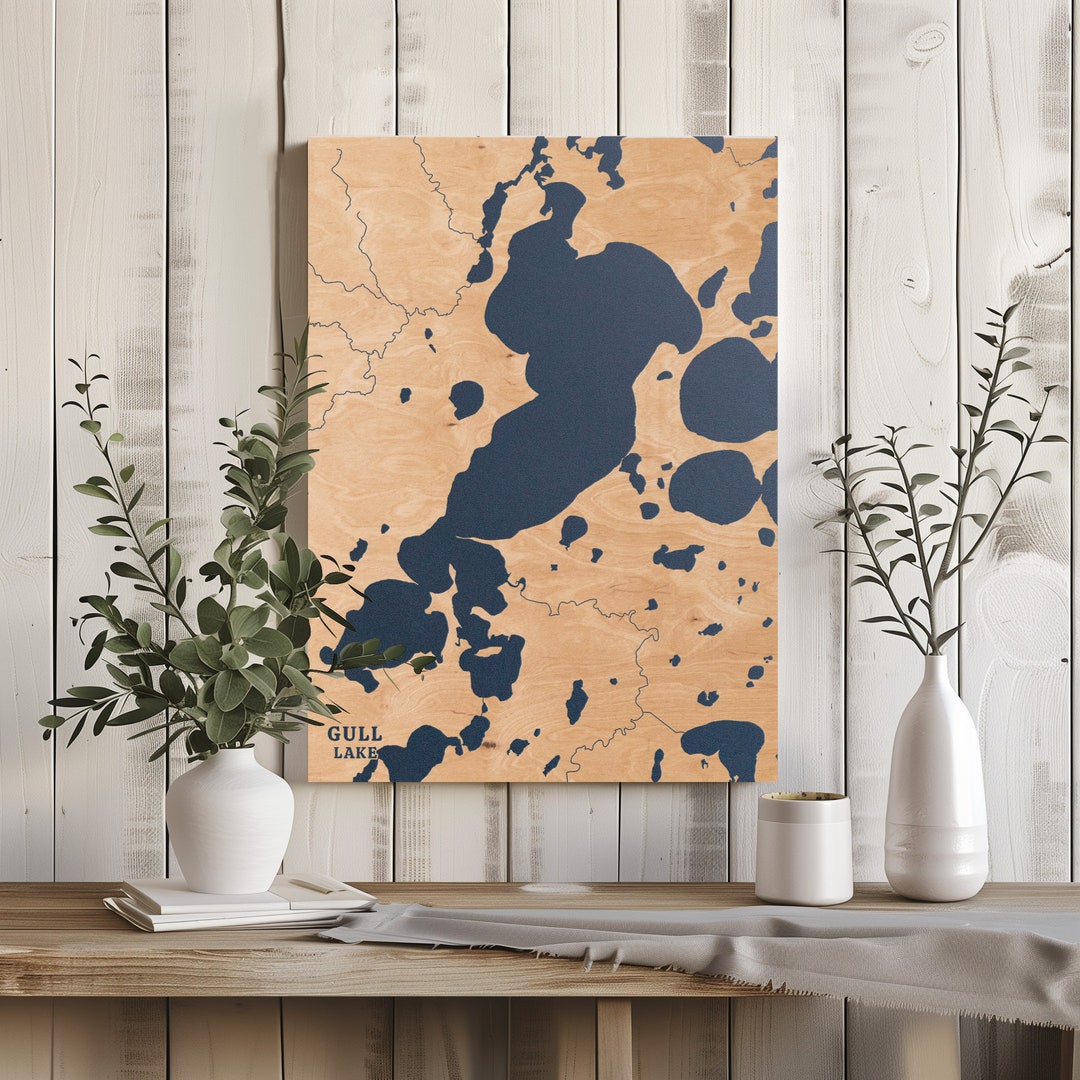 Gull Lake Minnesota Custom Lake Map Home Decor, Personalized Lake House ...