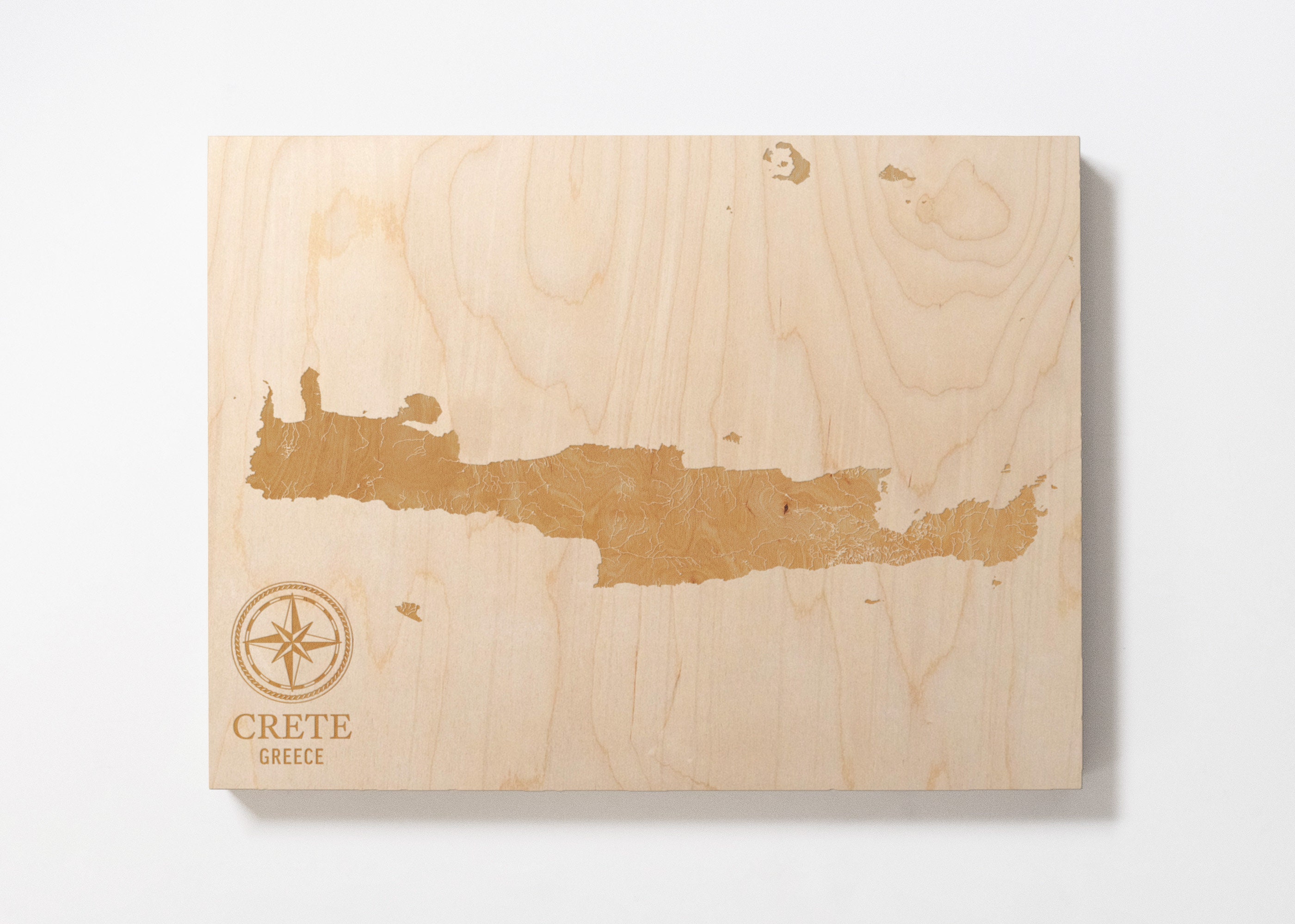 Crete Greece Map Engraved Wood Coastal Chart Wall Art Sign - Etsy