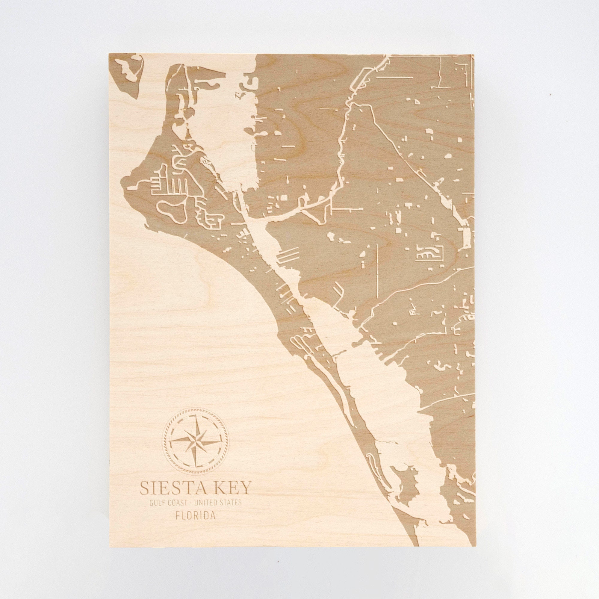 Siesta Key Florida Map Engraved Wood Coastal Art Sign - Etsy