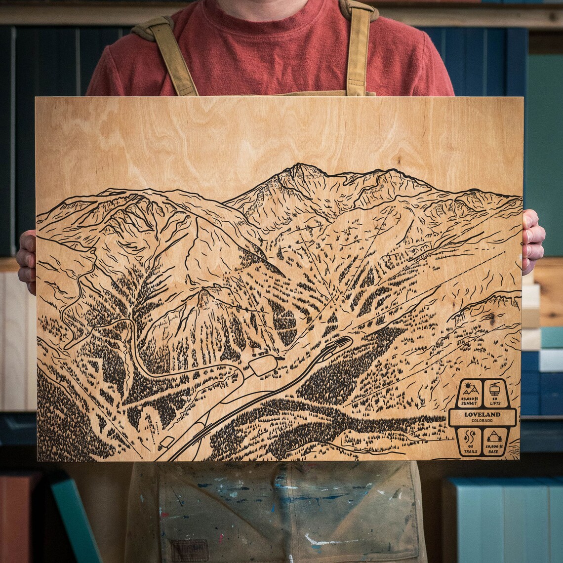 Loveland Colorado Ski Trail Map Engraved Wood Wall Art - Etsy
