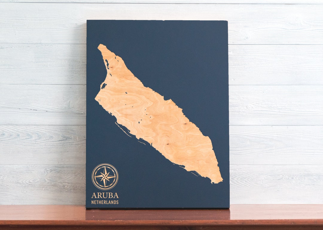Aruba Map | Engraved Wood Coastal Chart Wall Art Sign, Beach House Home ...
