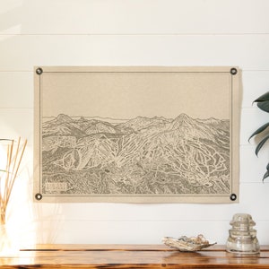 Big Sky Montana Mountain Map Felt Poster Banner | Vintage Ski Snowboard ...