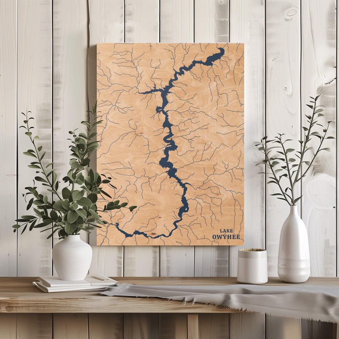 Lake Owyhee Oregon | Custom Lake Map Home Decor, Personalized Lake ...