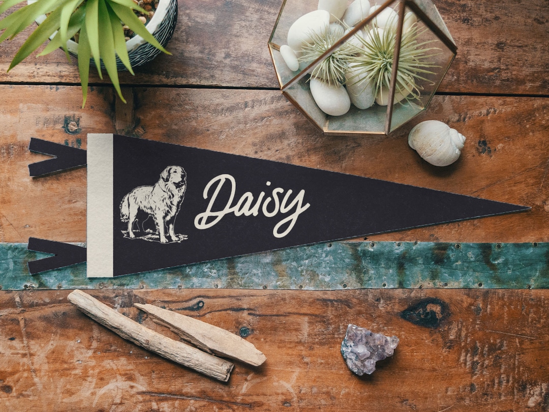 Custom Great Pyrenees Dog Name Felt Pennant | Personalized Vintage ...