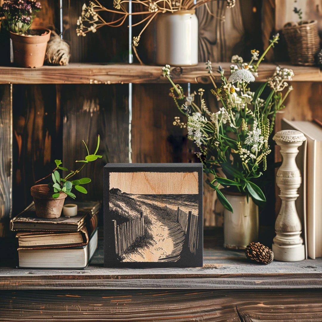 Massachusetts Marconi Beach Cape Cod Engraved Wood Panel | Linocut ...